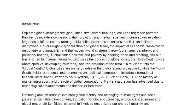 Global Demography & Migration Patterns: An Introductory Overview - Studocu