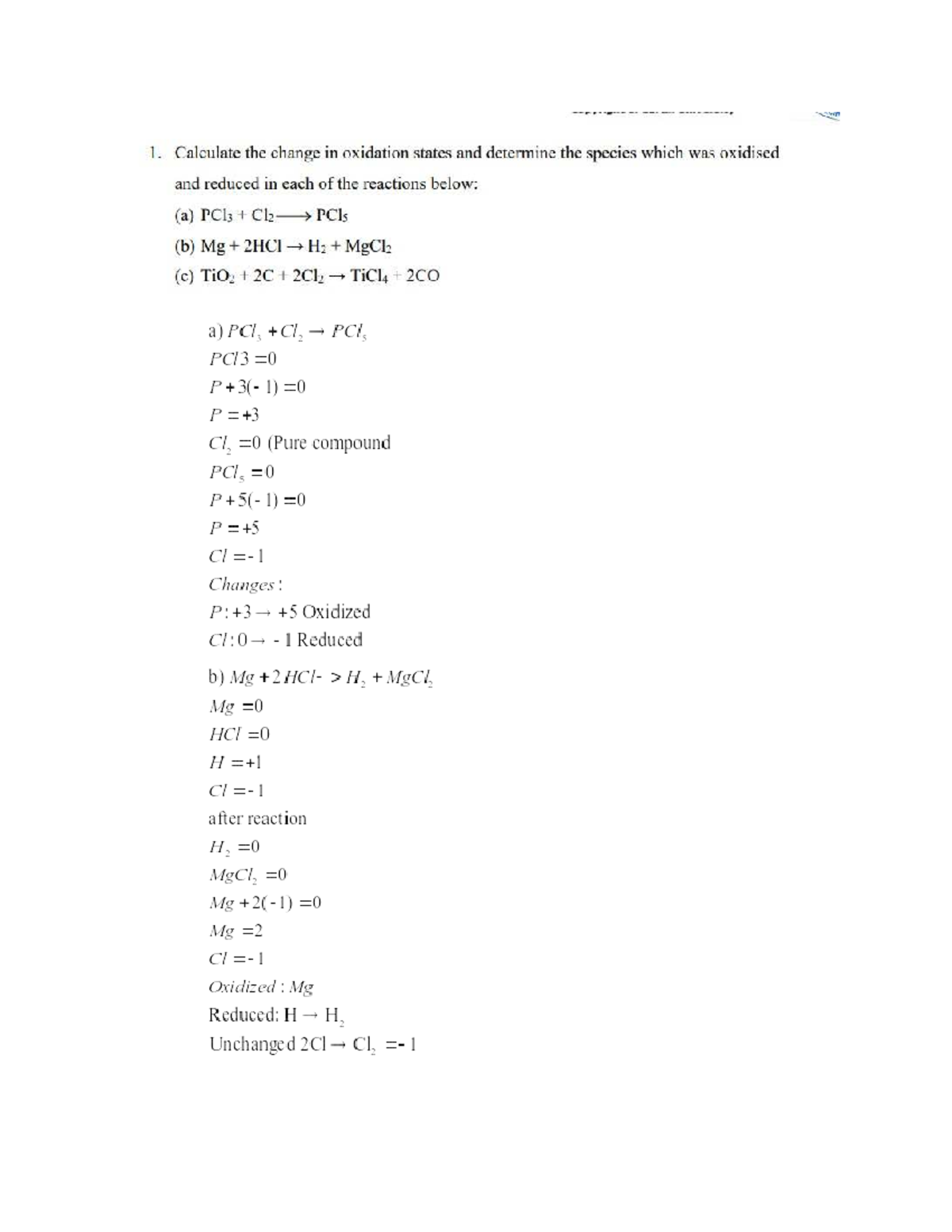 Tutorial 3 - Oxidation States and Reaction Balancing in Chemistry - Studocu