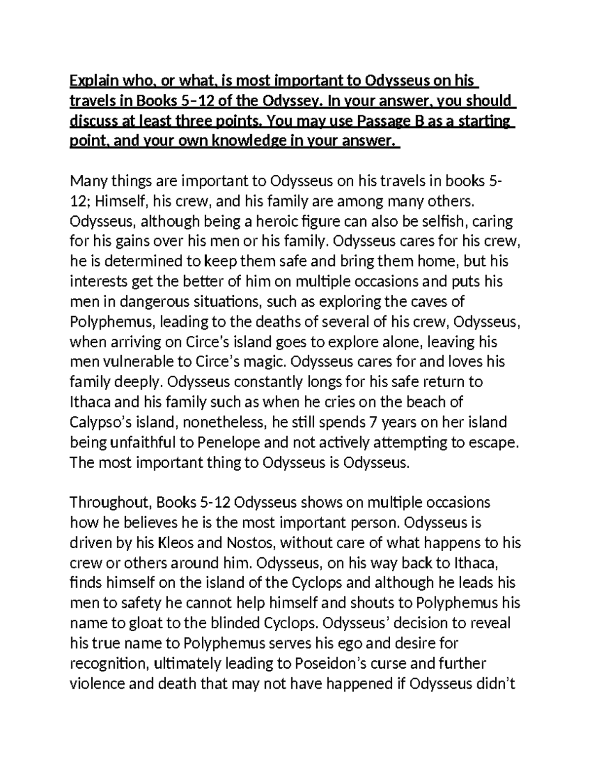 Odyssey Analysis: Importance of Odysseus and Athena in Books 5-12 - Studocu