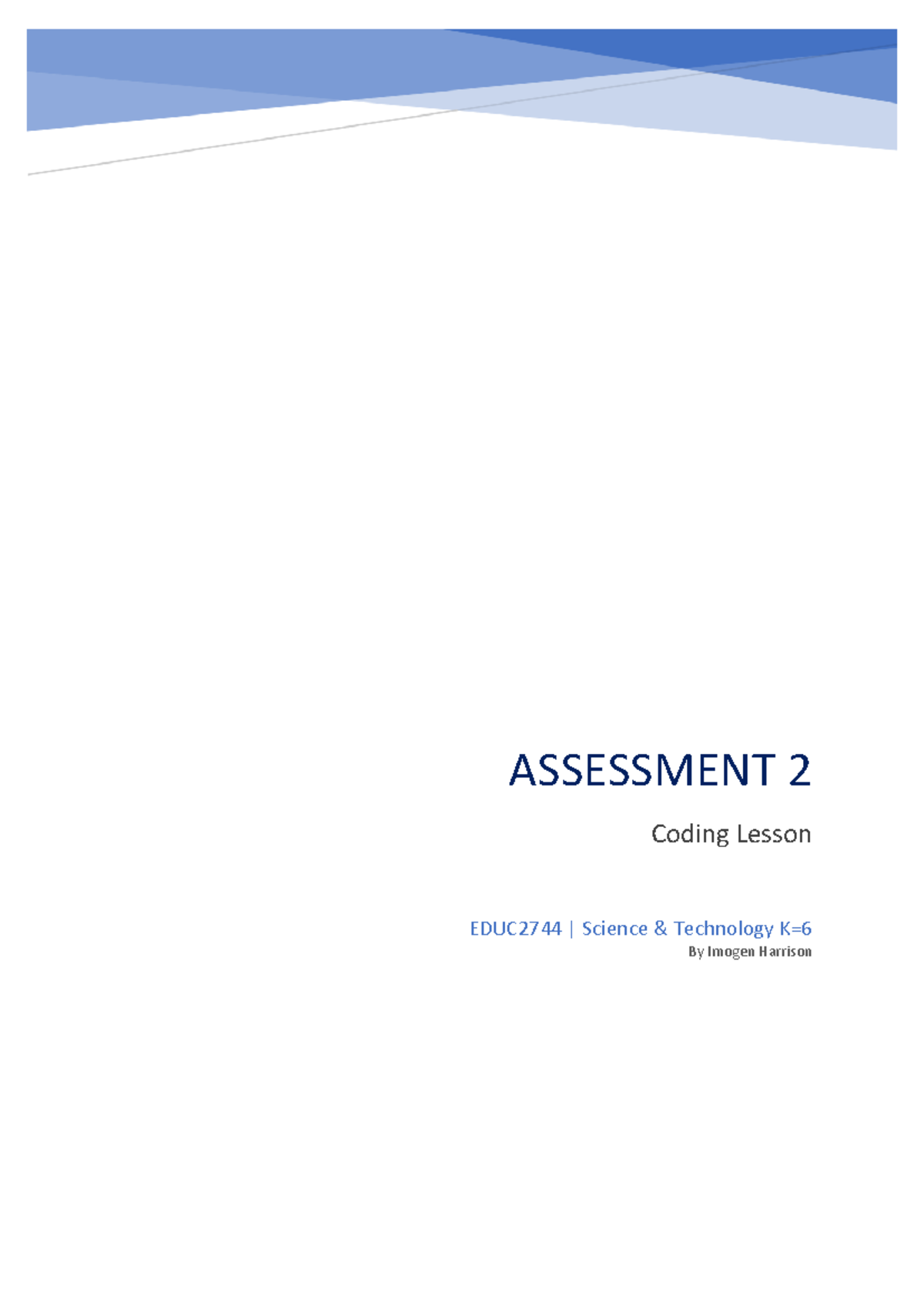 EDUC2744 Coding Lesson Plan: Exploring Forces with ScratchJr - Studocu