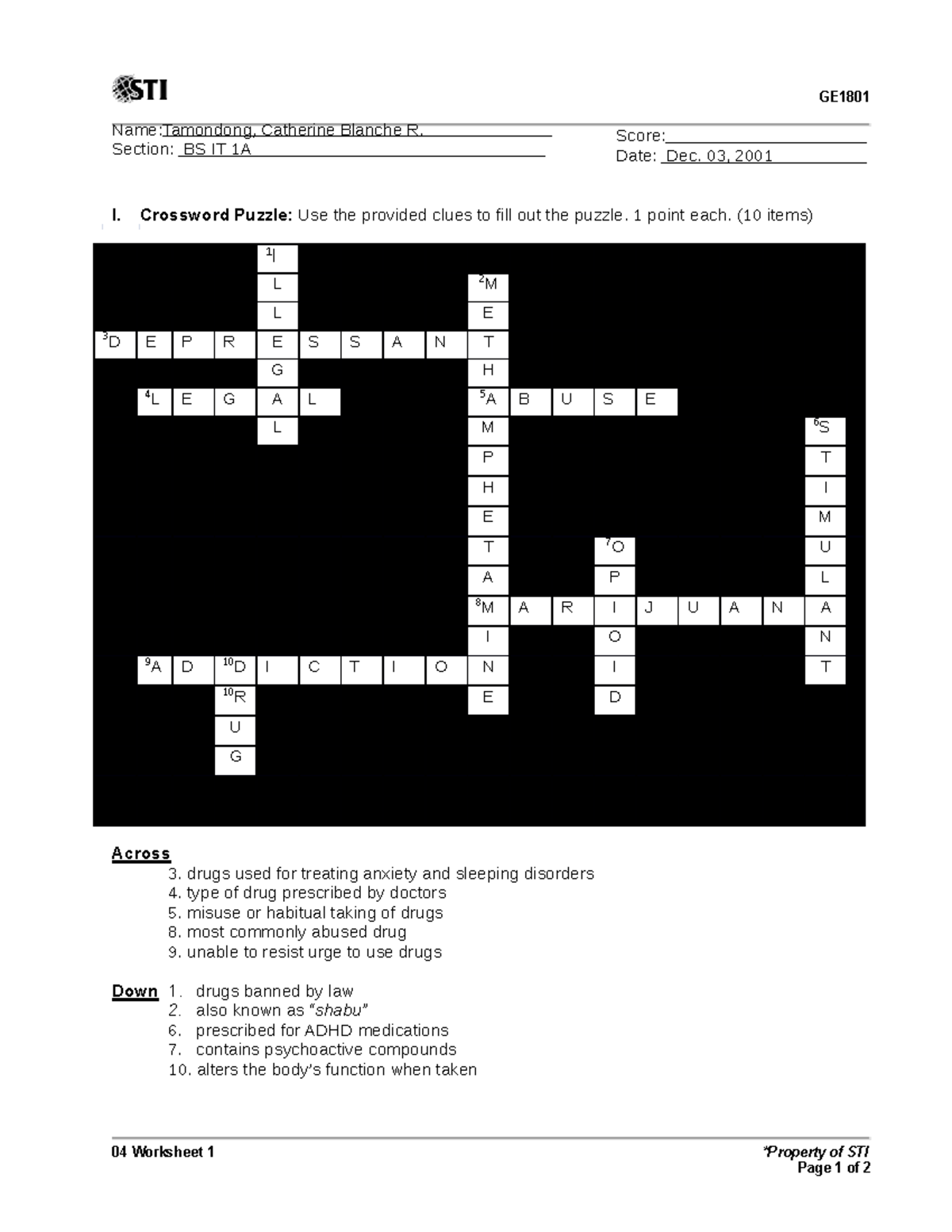 04 Worksheet 01 (Drug Abuse)Tamondong - GE 04 Worksheet 1 *Property of ...