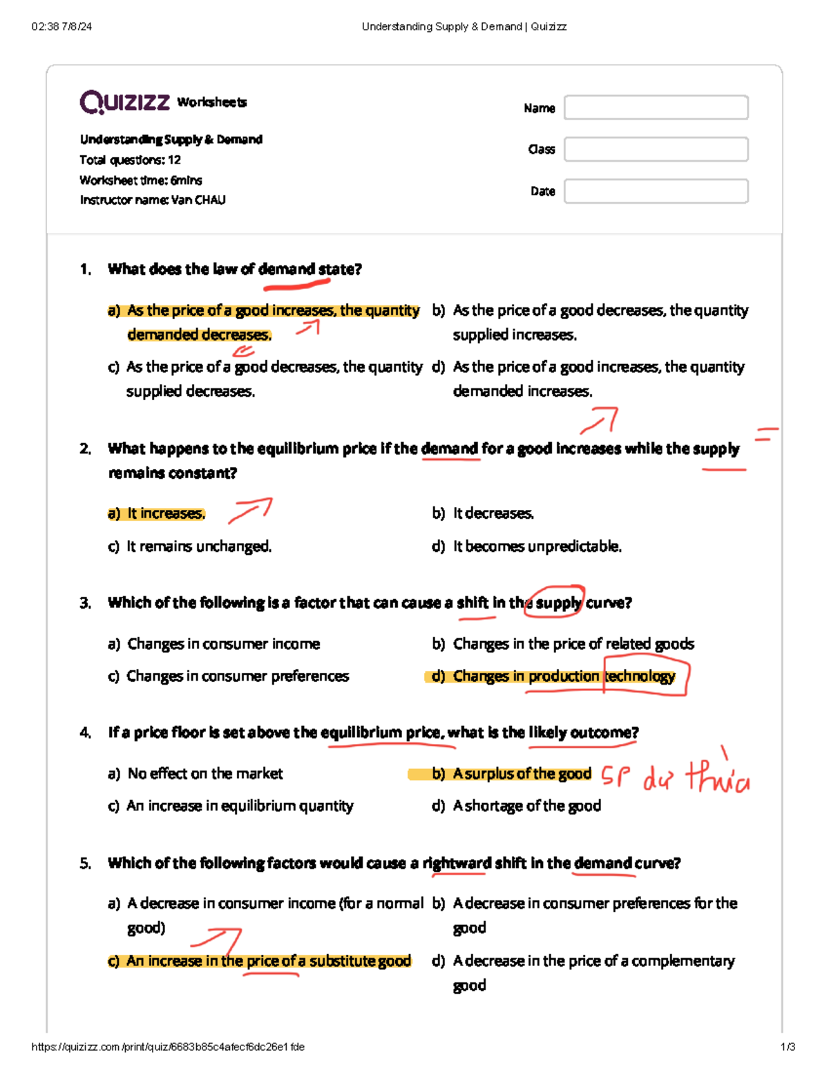 Understanding Supply & Demand Quizizz - Worksheets Understanding Supply ...
