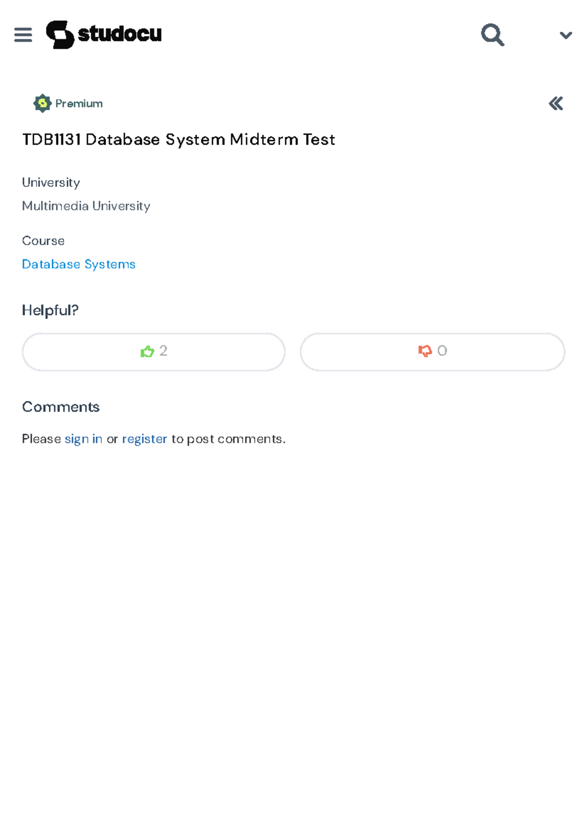 Tdb1131-database-system-midterm-test compress - TDB1131 Database System ...