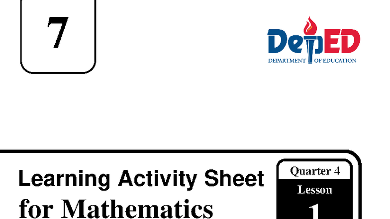 Q4 Math 7 Lesson 1 Activities & Vocabulary Challenges - Studocu