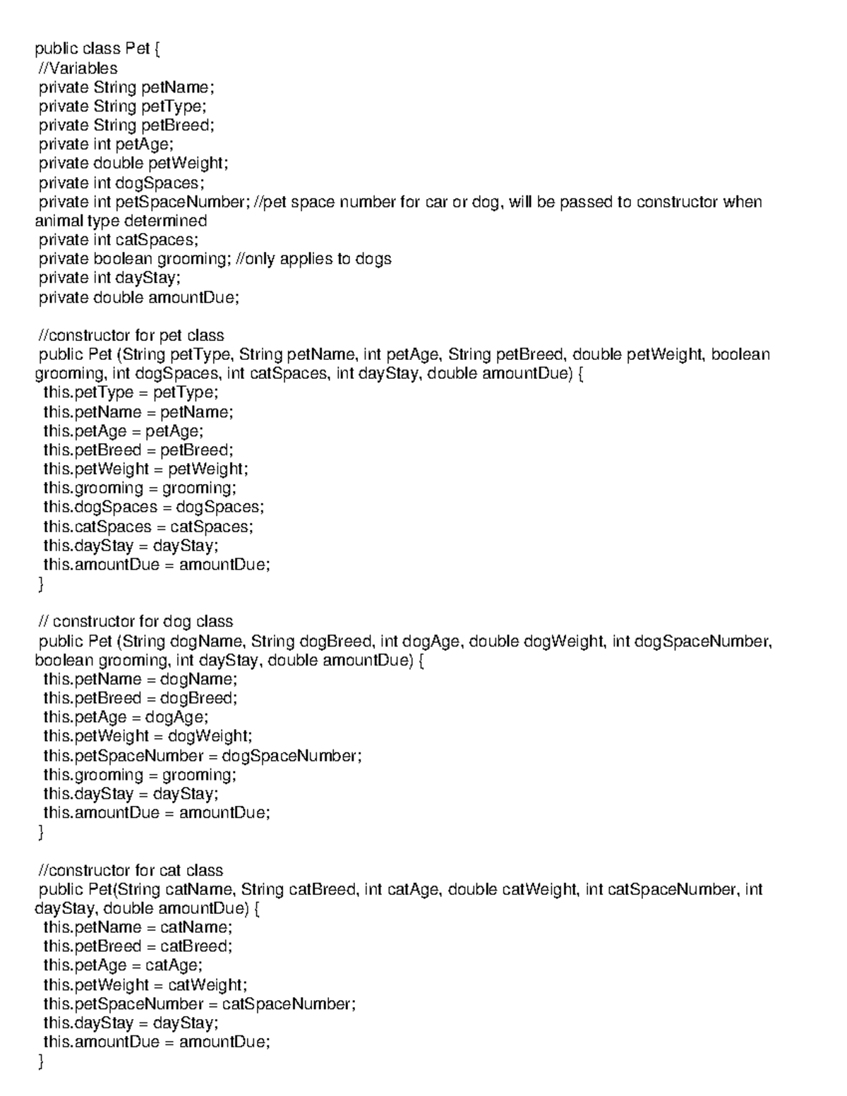 Module 2: 2-3 Java Class Creation - Designing a Pet Class - Studocu