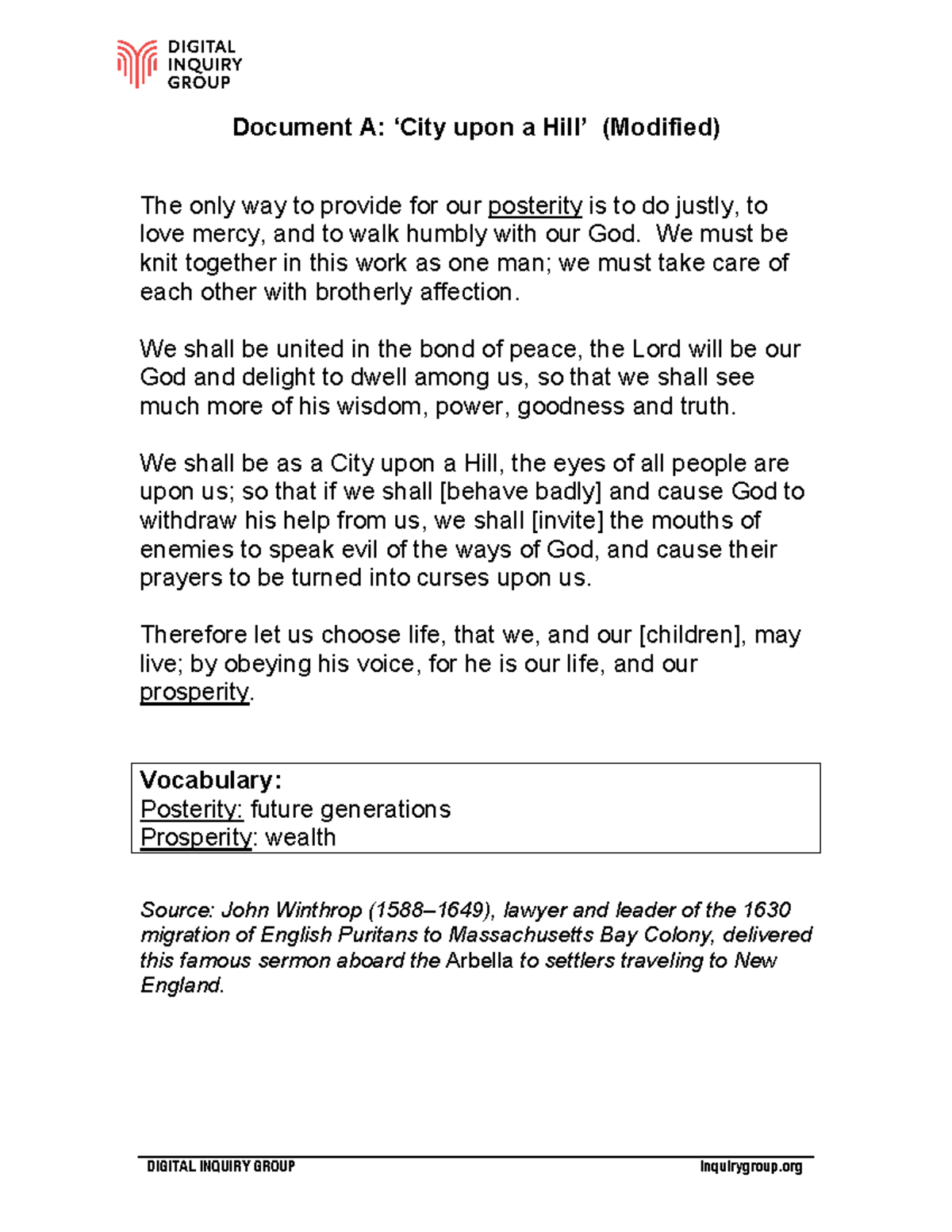 Puritans Study Materials: City Upon a Hill & Divine Right to Land - Studocu