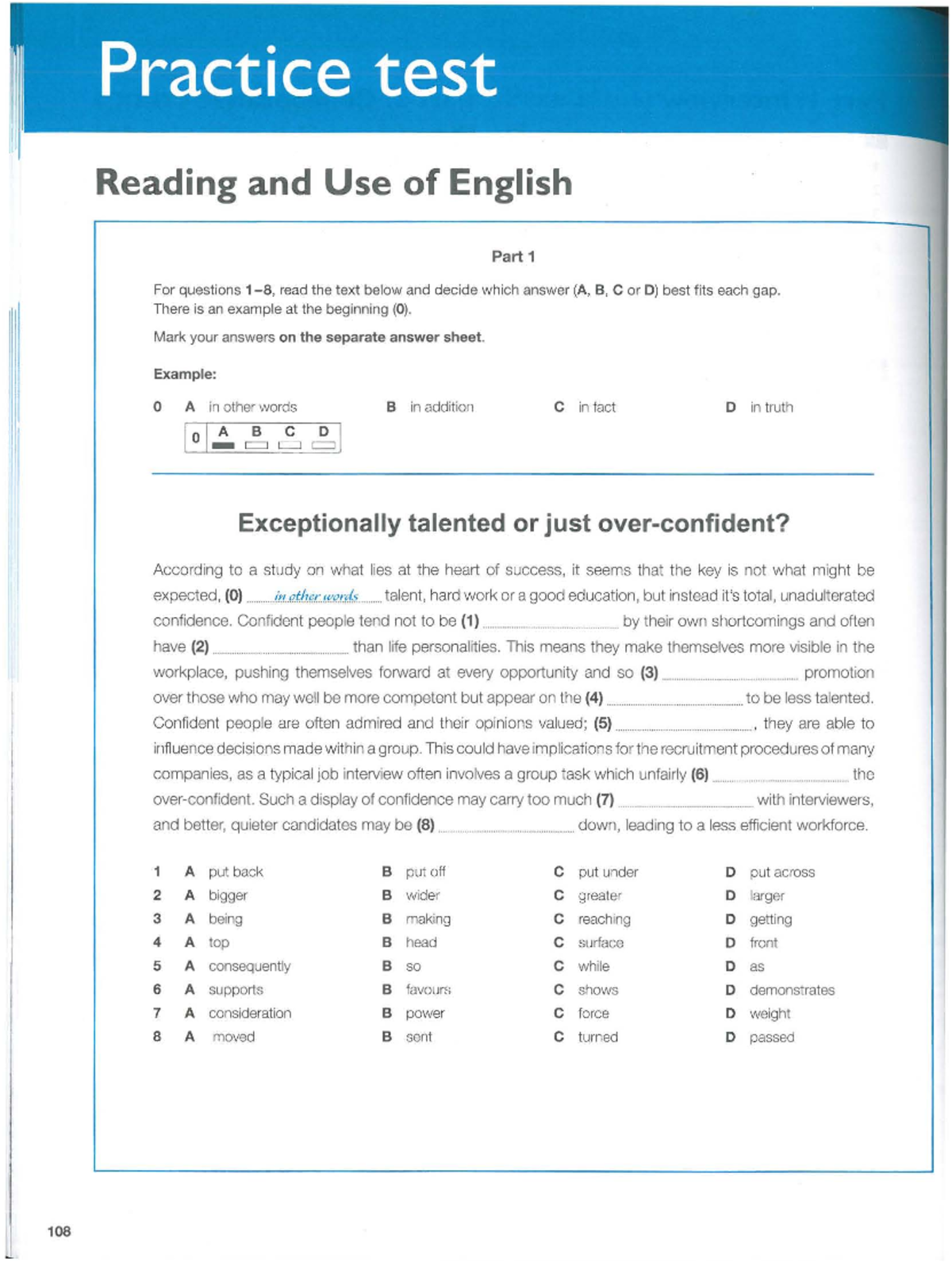 GOLD Max TEST - Reading and Use of English Practice Exam - Studocu