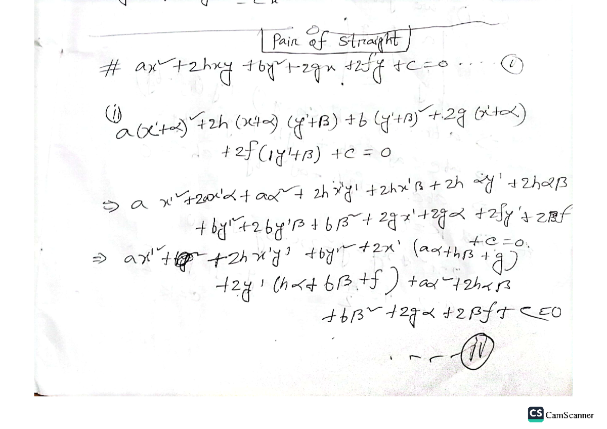 Pair of Straight Lines: Intersection & Angle Proofs (CS 72) - Studocu