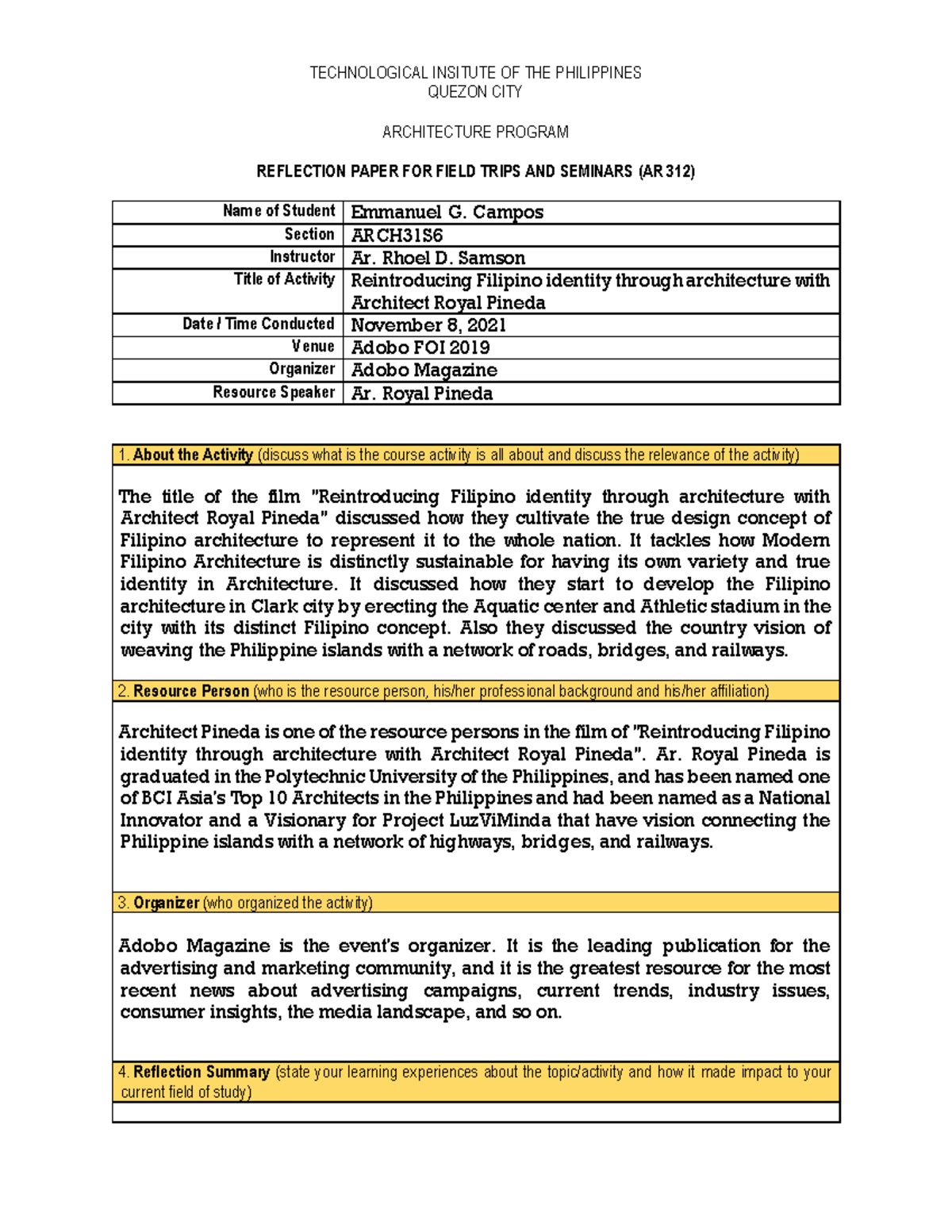 Campos Midterm-Exam Reintroducing-Filipino-identity-through ...