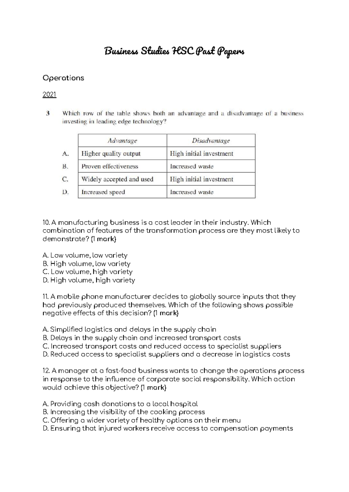 Business studies hsc past paper by topic 632d44187906 b - Busines ...