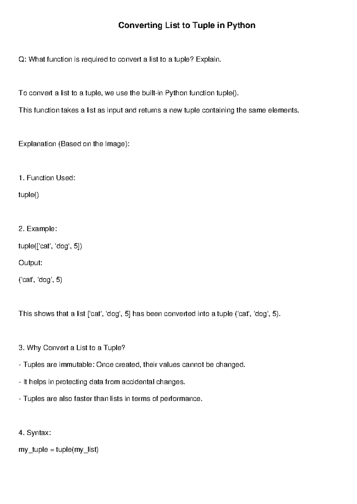 Python Conversion: List to Tuple Explained - Studocu