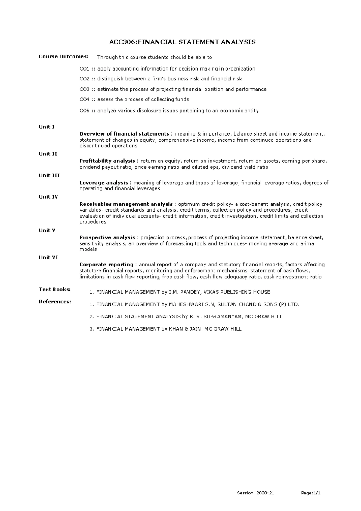 FIN 302 Syllabus: Fundamentals of Financial Management Overview - Studocu