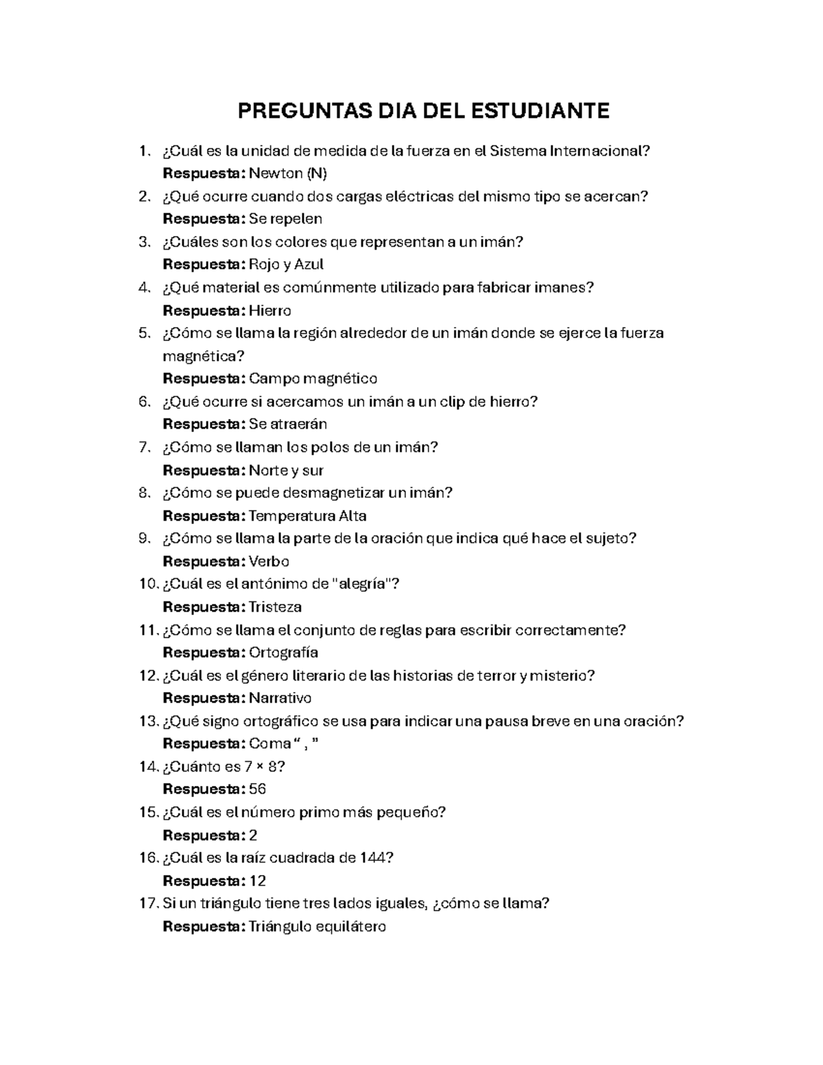 Juego de Preguntas - Día del Estudiante: Respuestas y Curiosidades ...