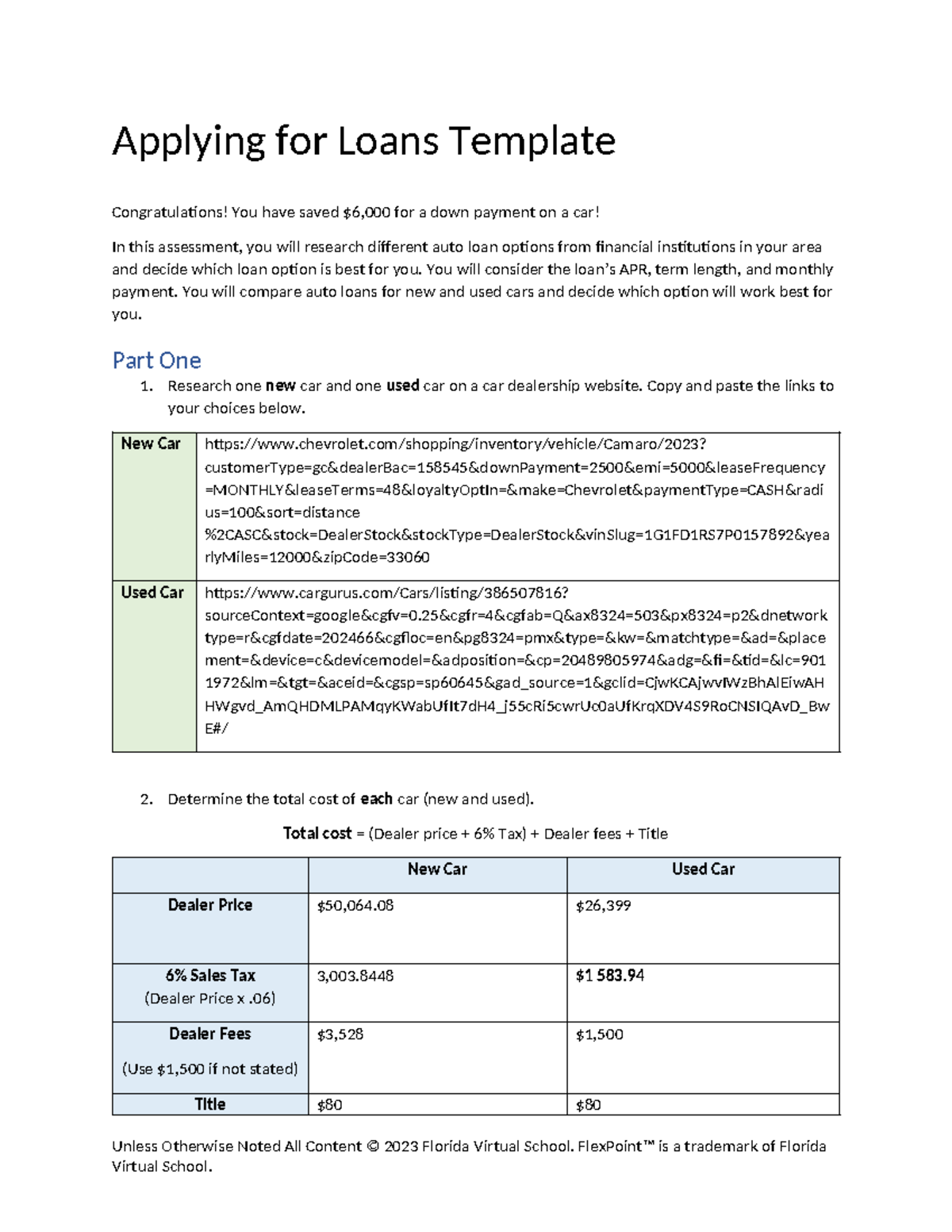 Auto Loan Options Assessment: Comparing New vs Used Cars - Studocu