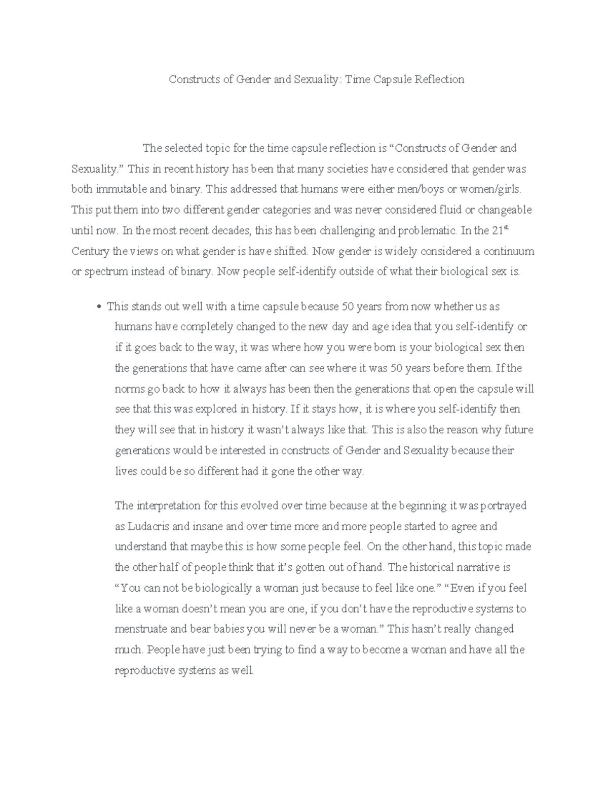 Constructs of Gender and Sexuality: HIS 217 Module 2 Reflection - Studocu