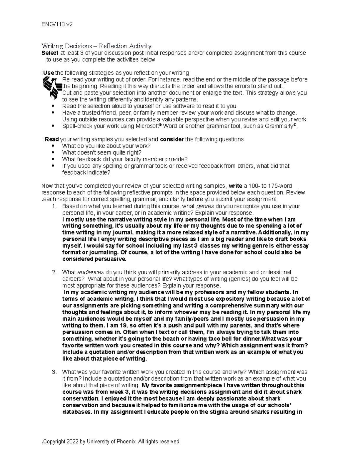 ENG1201/Wk5summative - ENG/110 v Writing Decisions – Reflection ...