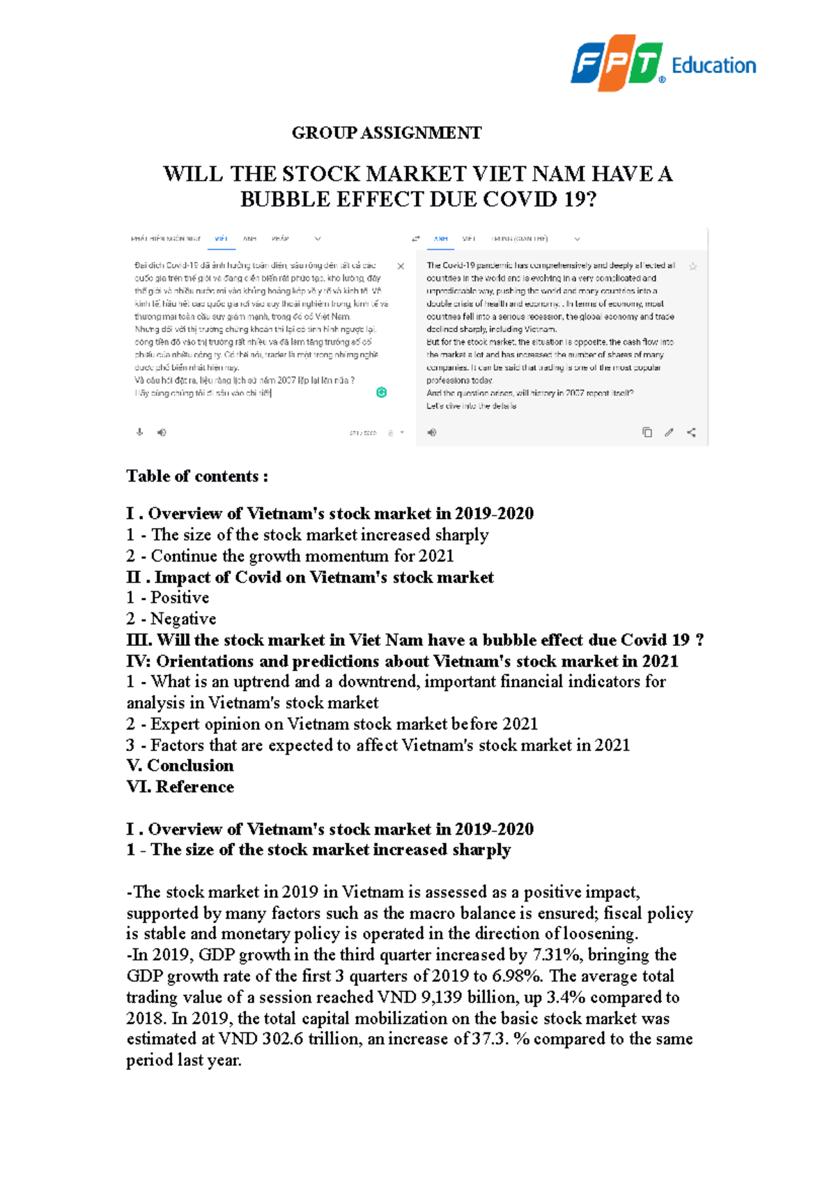 Group assignment - ECO121 - GROUP ASSIGNMENT WILL THE STOCK MARKET VIET ...