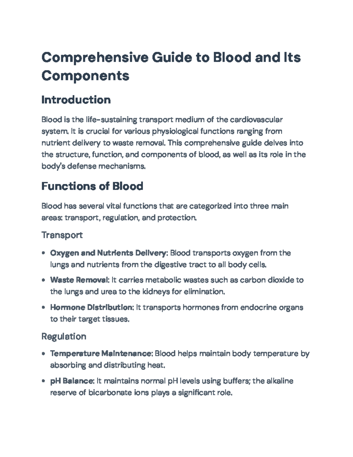 Comprehensive Guide to Blood Composition and Functions - Comprehensive ...