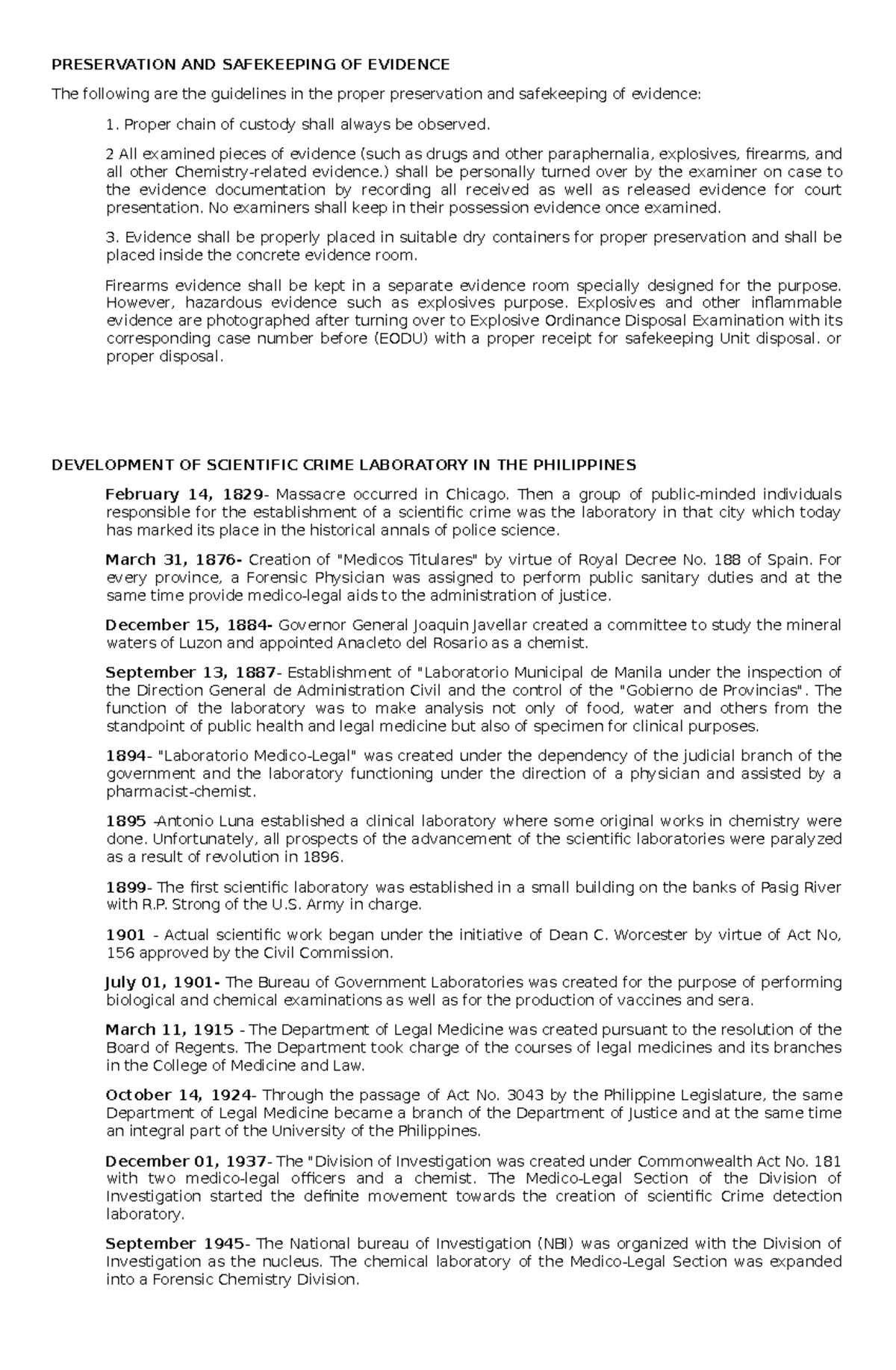 Preservation and safekeepig of evidence - PRESERVATION AND SAFEKEEPING ...