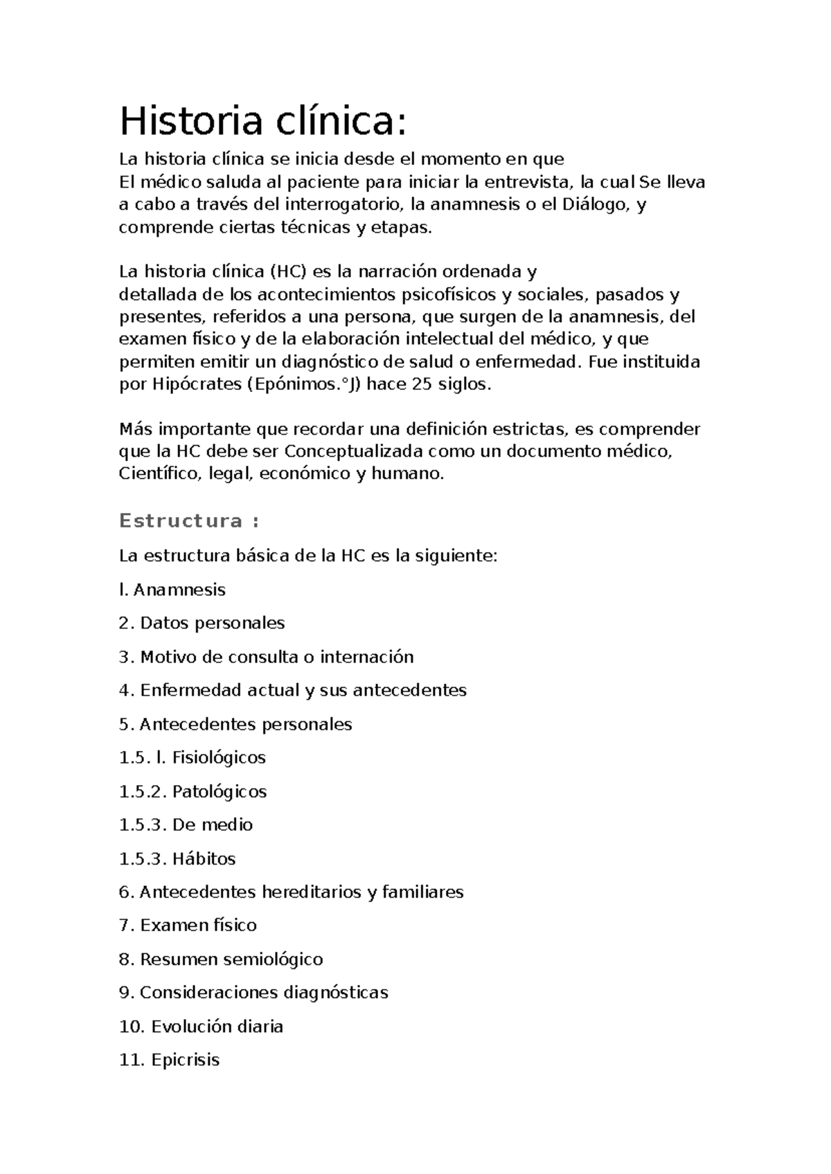 Historia Clínica: Estructura y Análisis del Examen Físico - Studocu