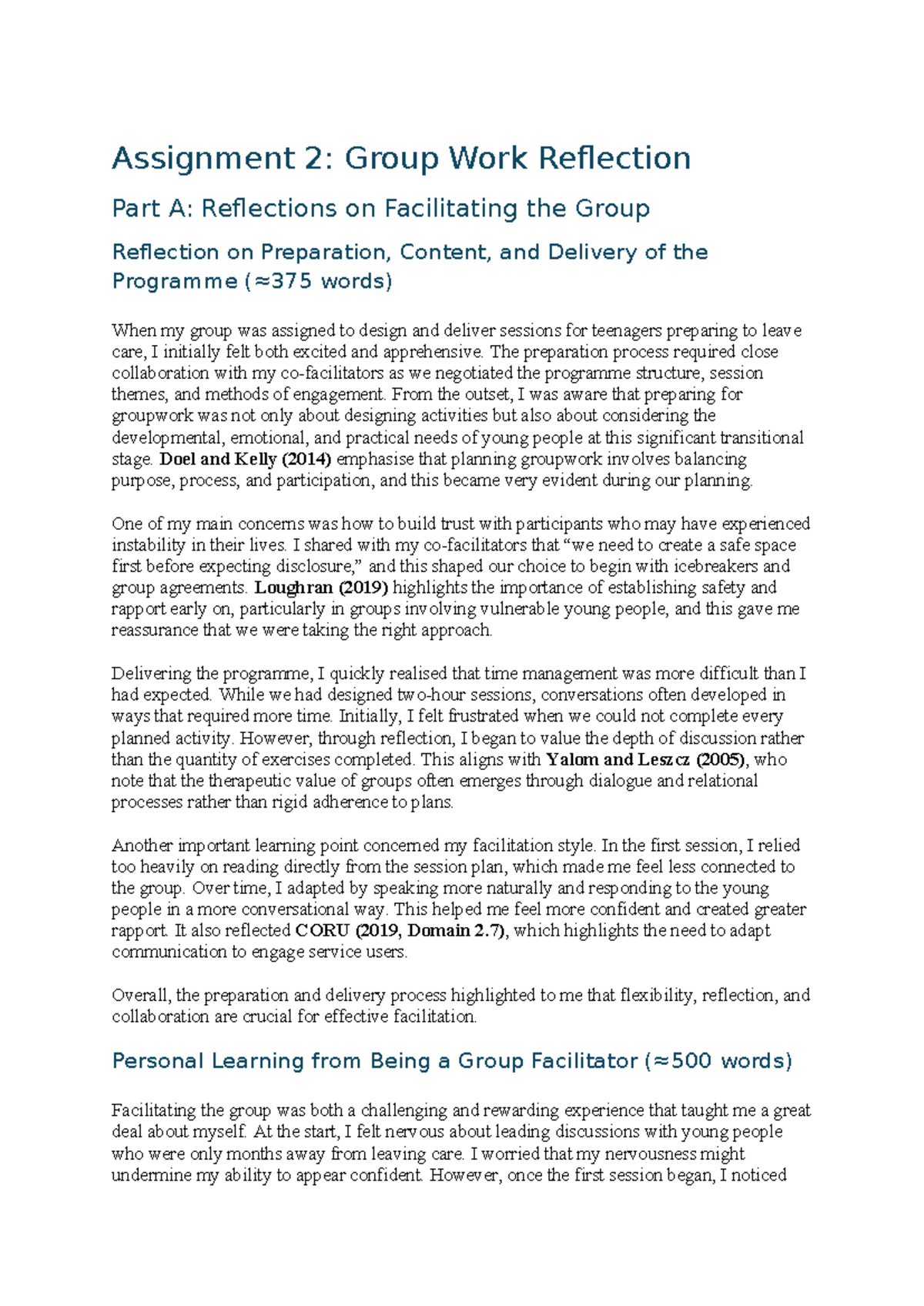 Group Work Reflection: Insights from Assignment 2 on Facilitation - Studocu