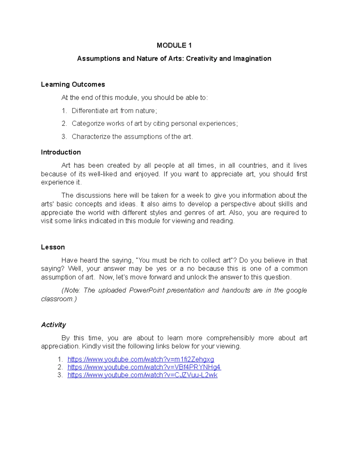 Art Appreciation Hum 1 - Three Stages in Art Making - ART APPRECIATION ...