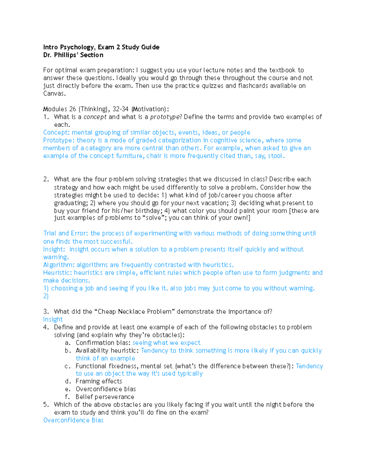 Psychology 101: Exam 2 Study Guide and Key Concepts - Studocu