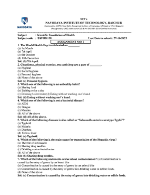 SFH(Question bank) - SFH(Question bank) - Scientific Foundations for ...