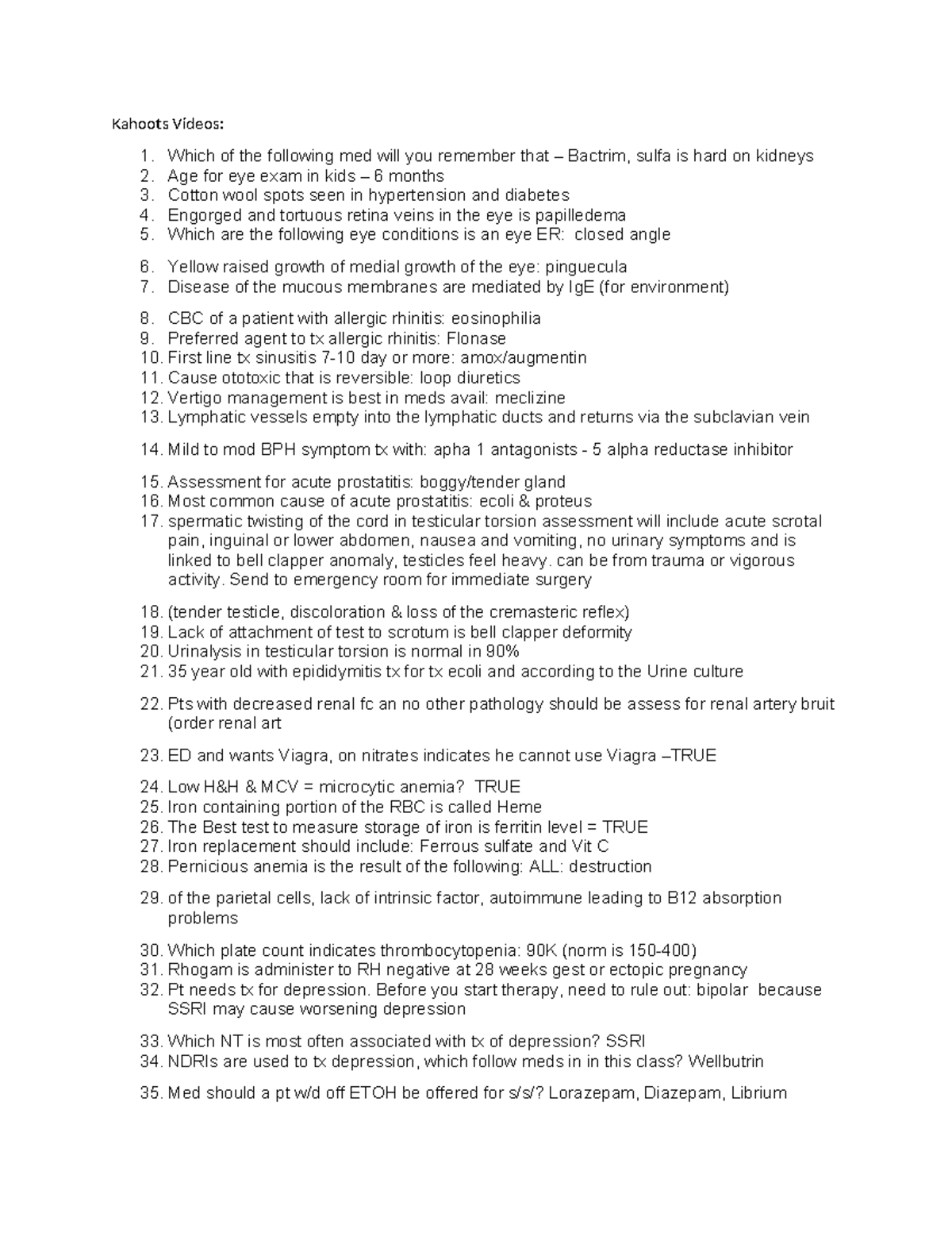 Kahoots Videos Review for 3P Study: Key Medical Concepts and Treatments ...