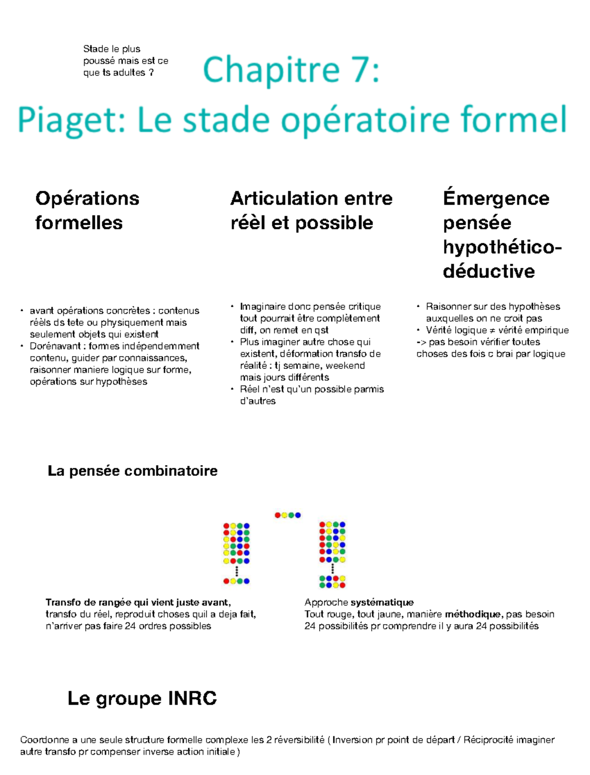 Chapitre 7 Piaget : Le Stade Opératoire Formel et la Pensée Critique ...