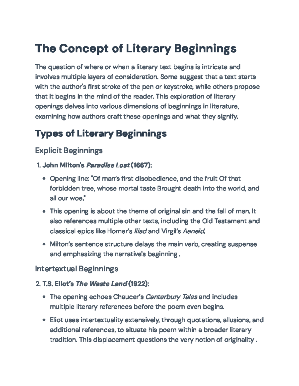 Exploring Literary Beginnings: An Analysis of Narrative Openings - The ...