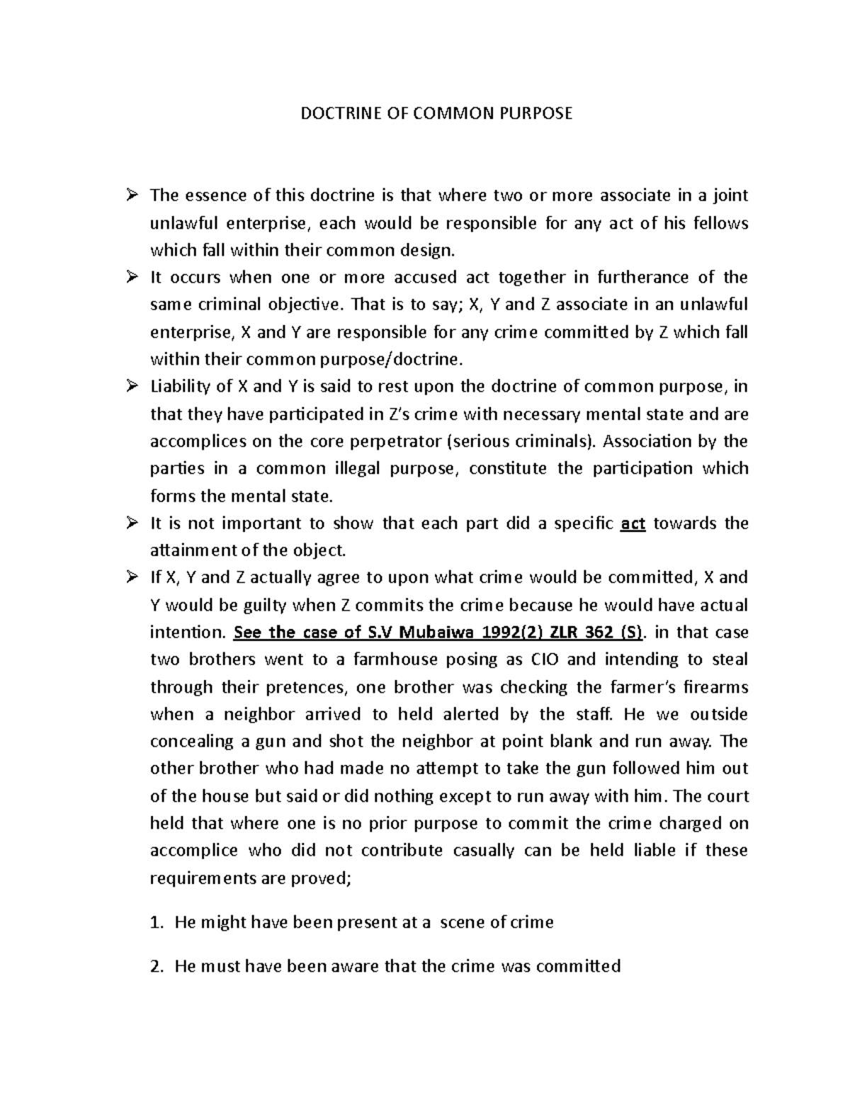 Doctrine of Common Purpose in Criminal Law: Key Concepts and Cases ...