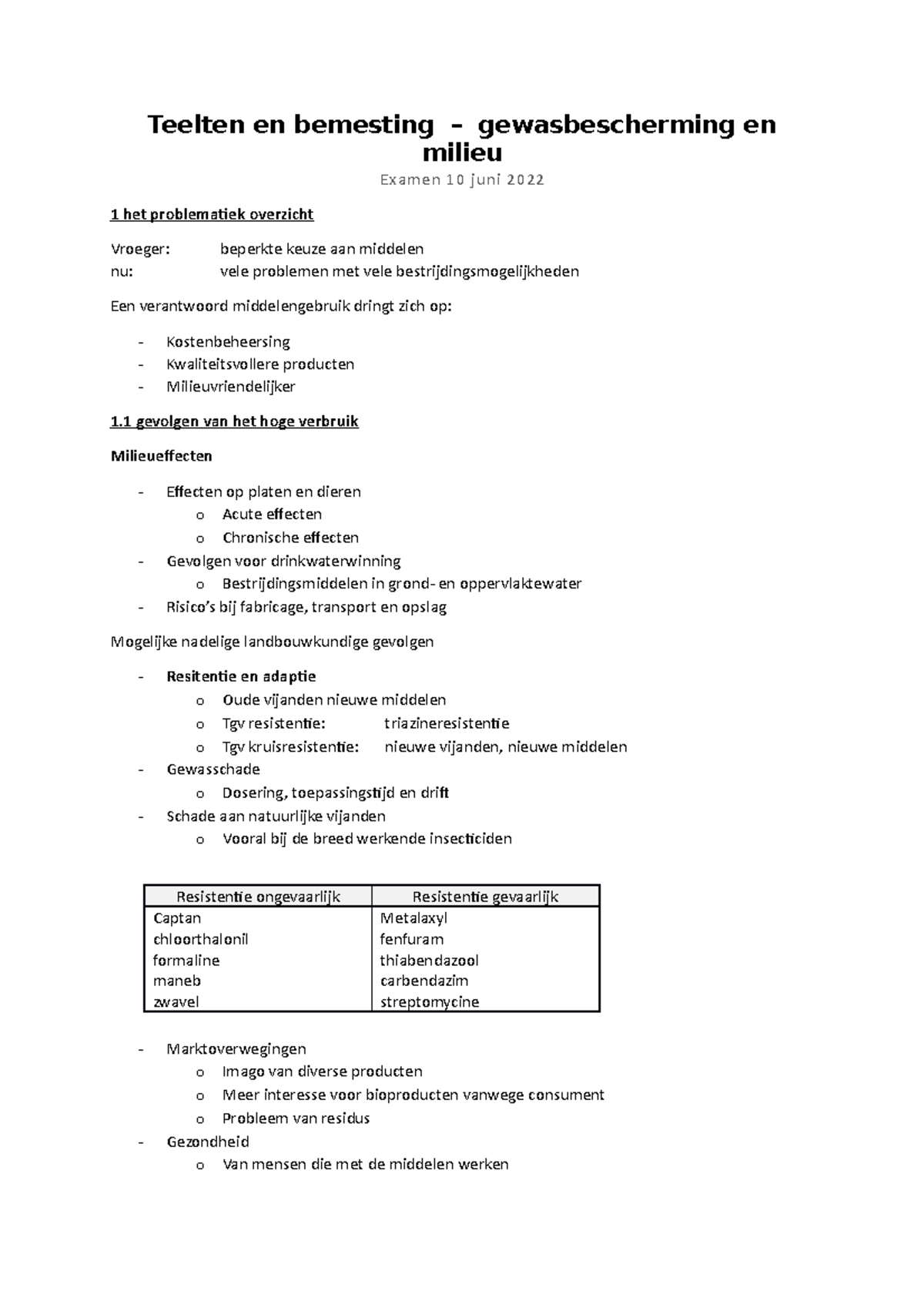 Examen samenvatting teelten en bemesting - milieumeetlat - Teelten en ...