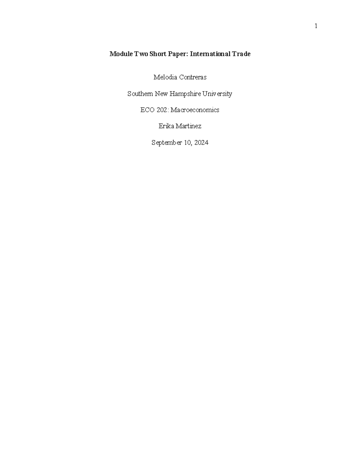ECO 202 Module Two Short Paper Template - Module Two Short Paper ...
