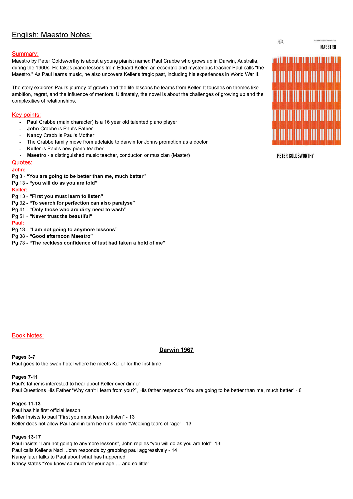 English 101: Maestro Novel Study & Exam Preparation Notes - Studocu