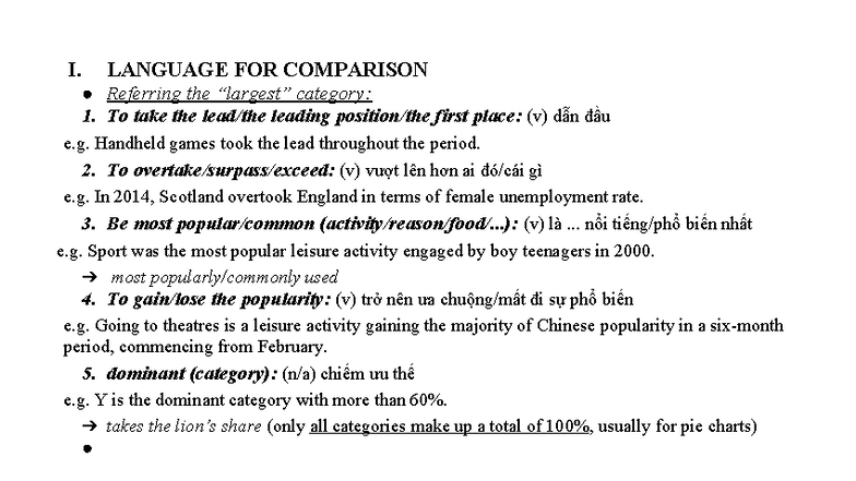 I. LANGUAGE FOR COMPARISON: Writing Task 1 Notes - Studocu