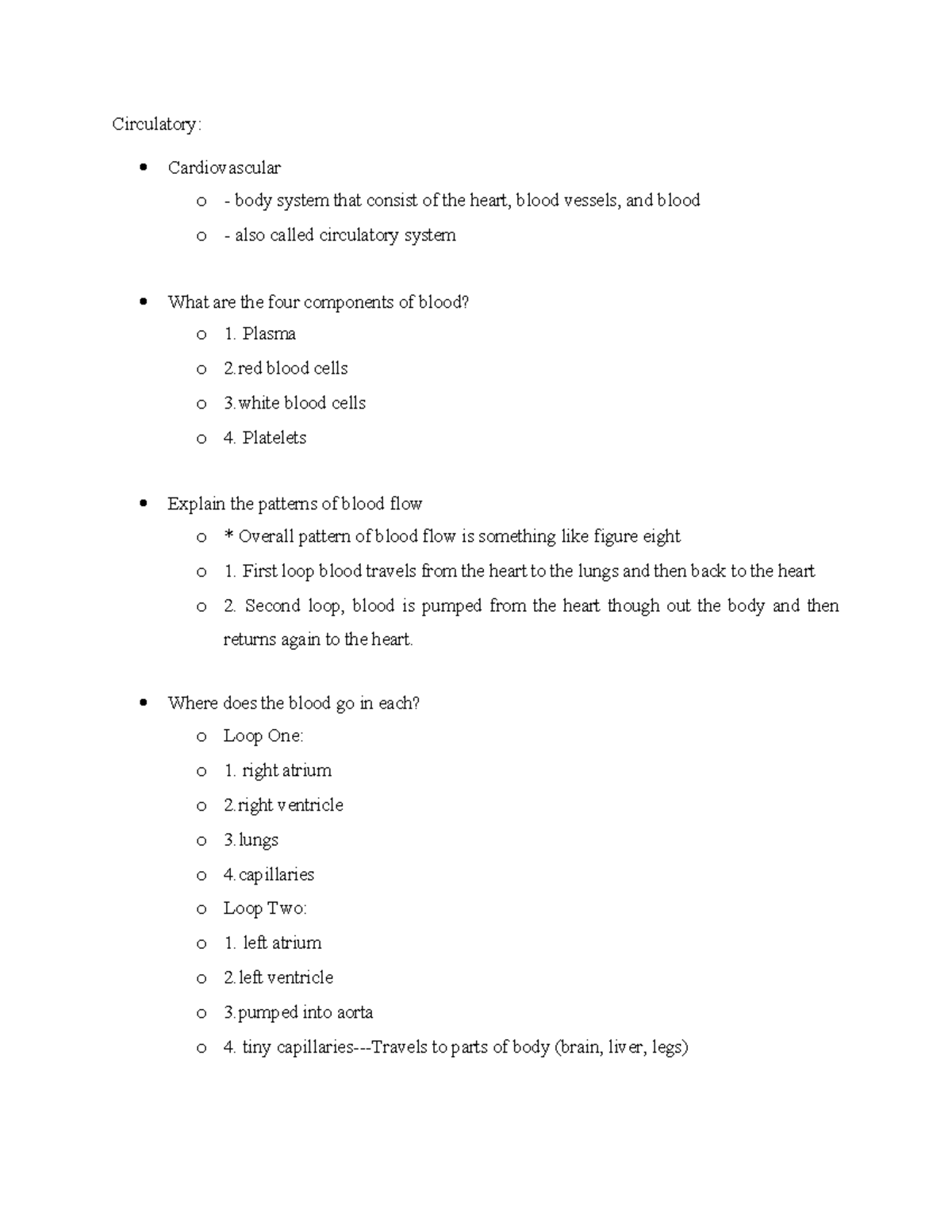 HUMAN ANATOMY & PHYSIOLOGY: Circulatory System Overview - Studocu