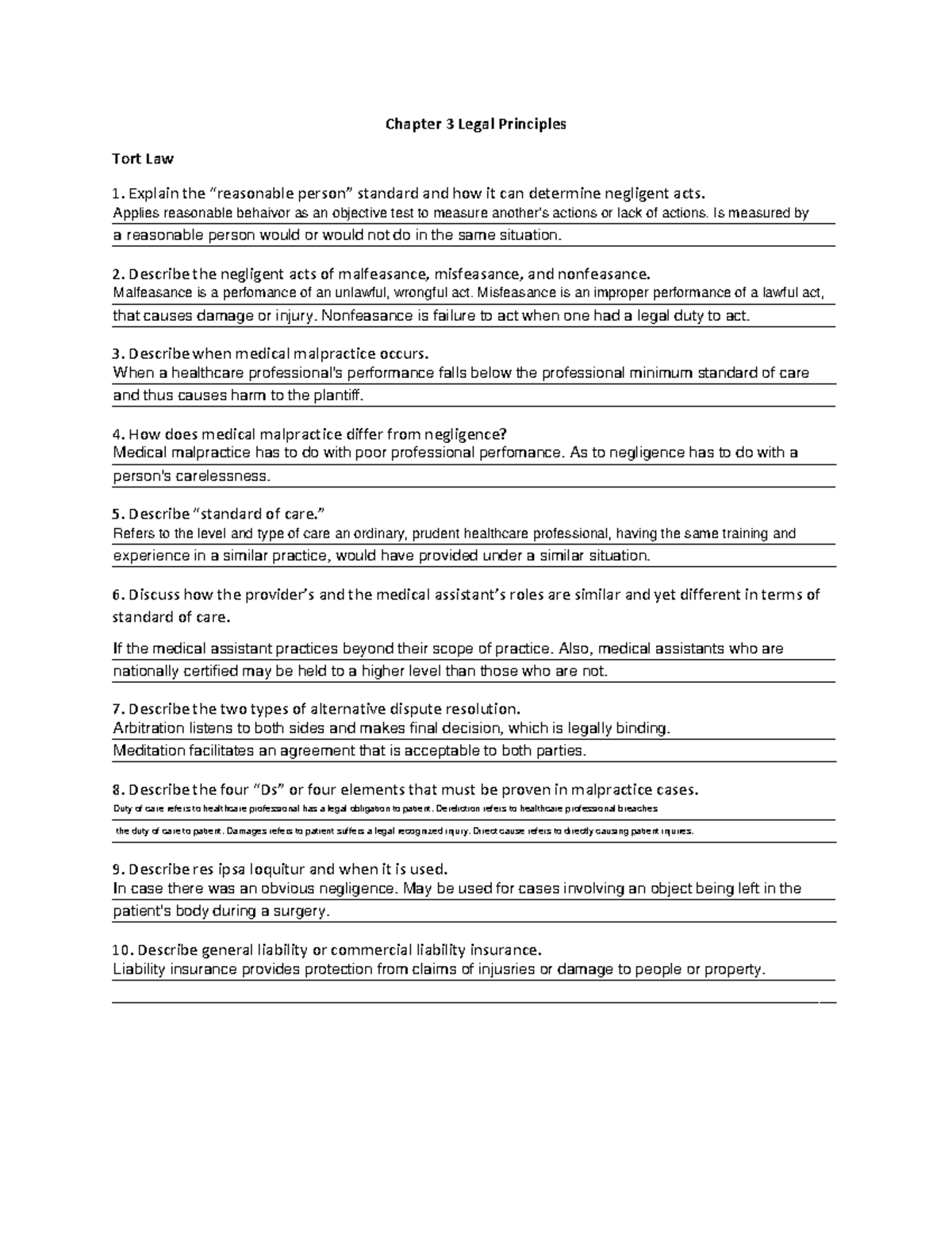 MOA110 Week 2 Assignment: Legal Principles in Healthcare Law - Studocu