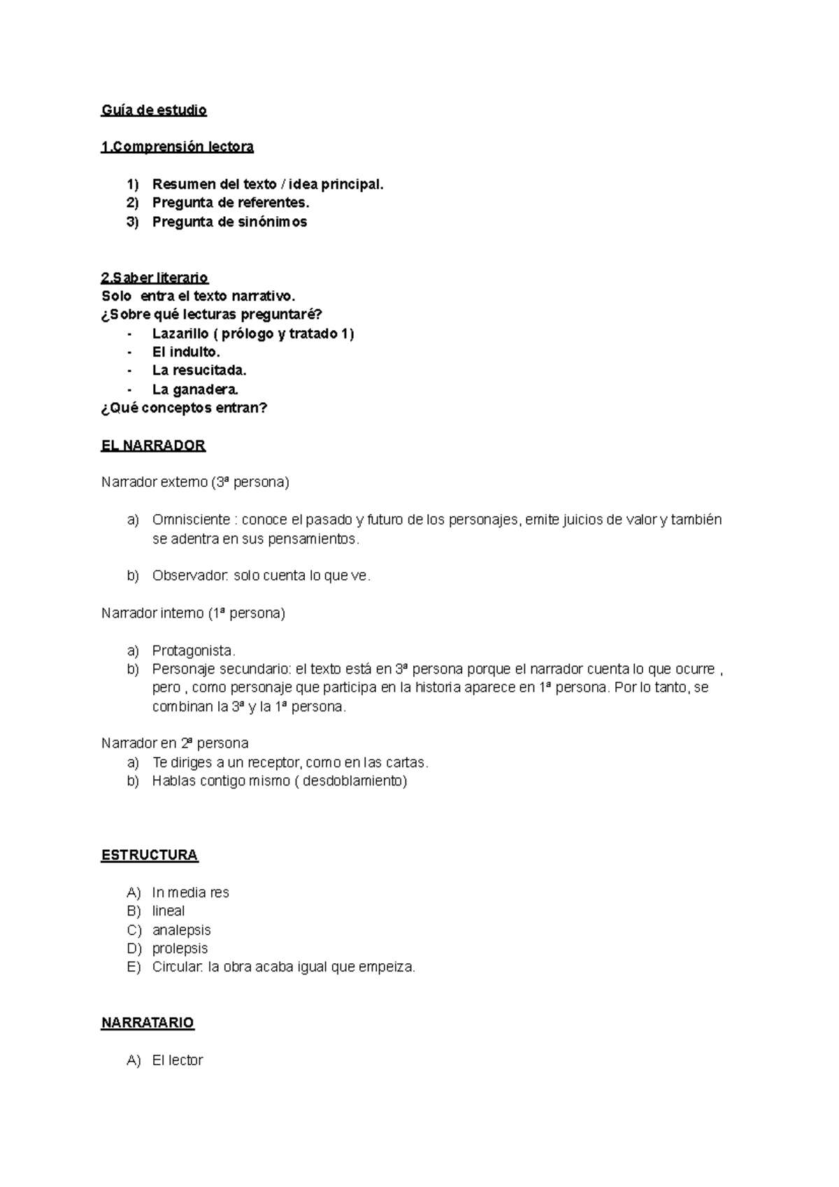Guía de Estudio 2º Examen 2ª Evaluación (1º Bach) - Comprensión Lectora ...
