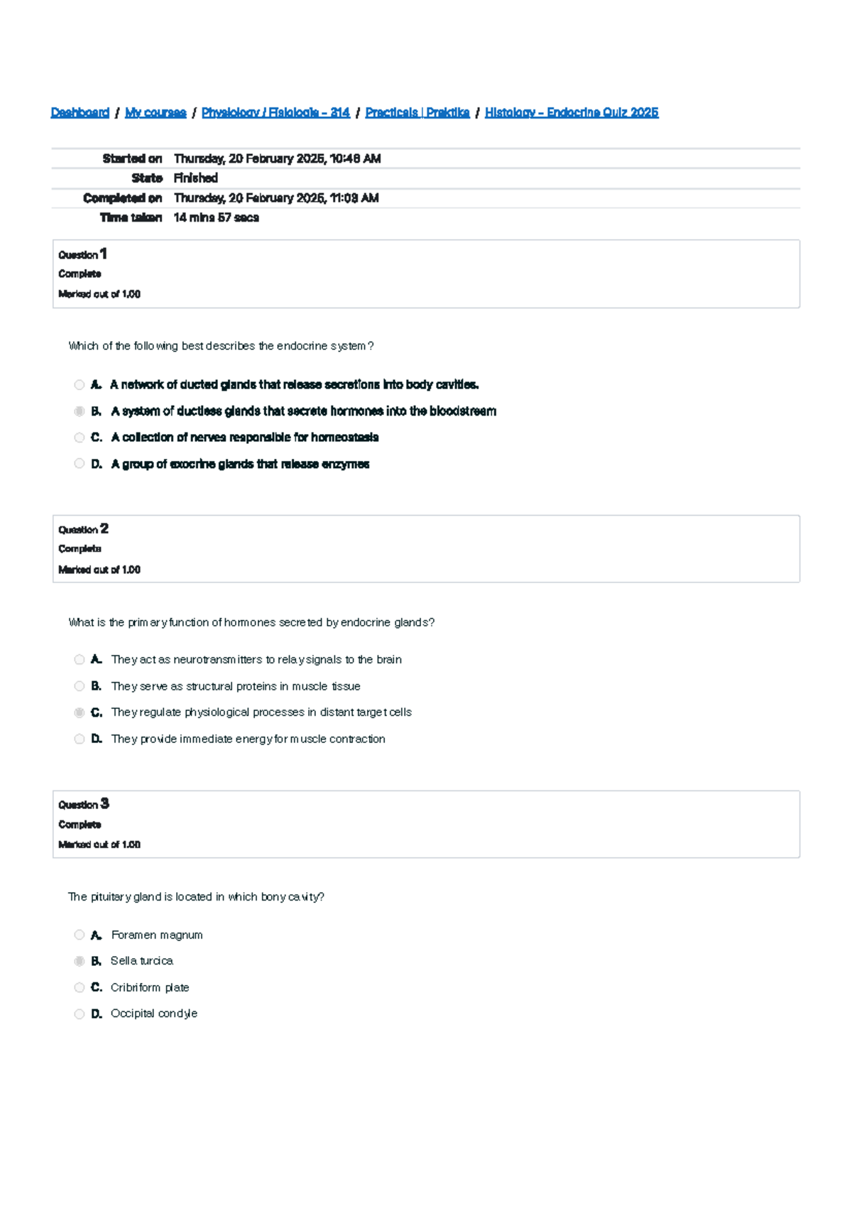 Histology 314 - Endocrine System Quiz 1 Review Notes - Studocu