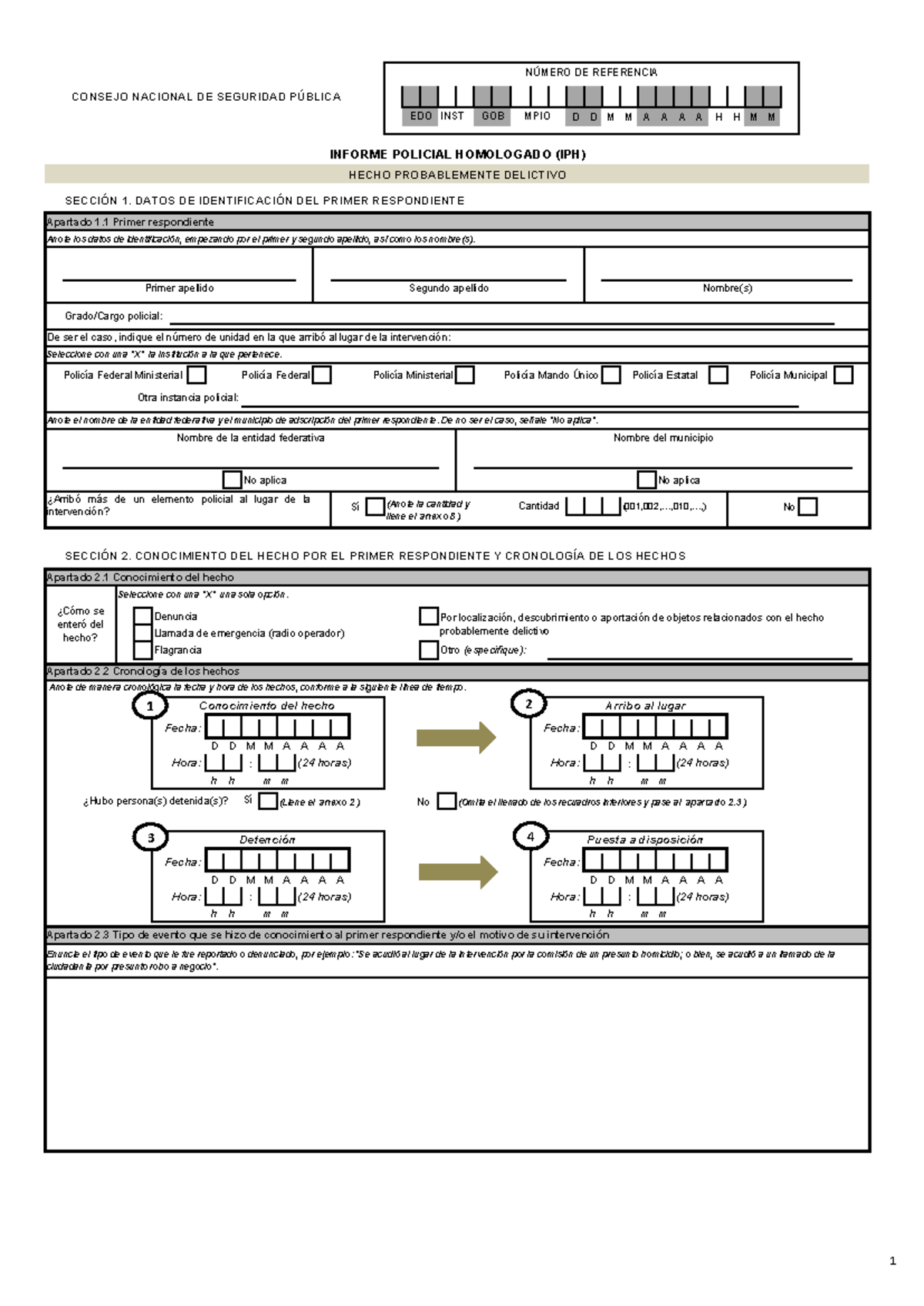 Formato de Informe Policial Homologado (IPH) 2025 - Studocu