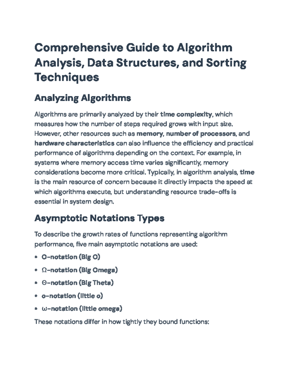 Comprehensive Guide to Algorithm Analysis & Data Structures (CS101) - Studocu