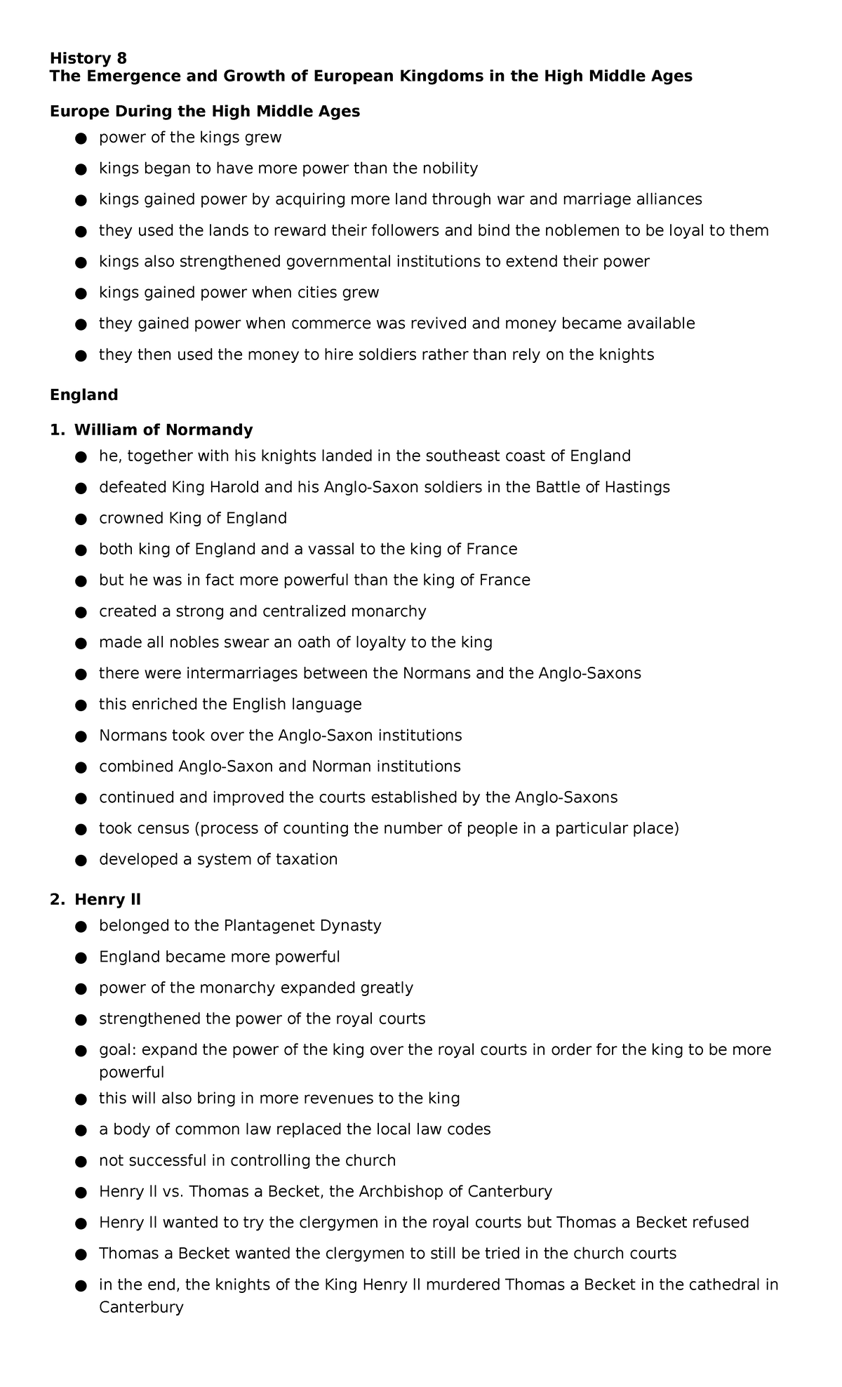 History 8 - The Rise of European Kingdoms in the High Middle Ages - Studocu