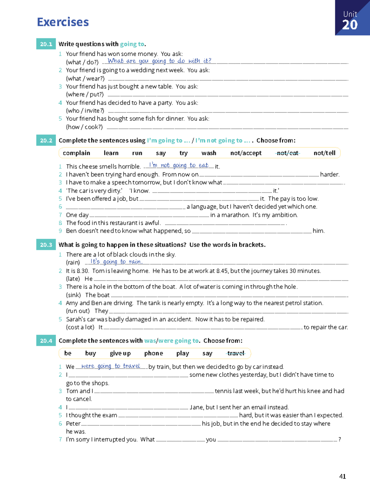 Grammar in Use (intermediate) 1-strony-41 - Exercises Unit 20 Write ...