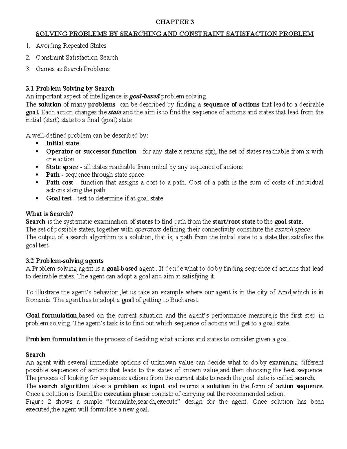 Chapter 3 - HELLEW - CHAPTER 3 SOLVING PROBLEMS BY SEARCHING AND CONSTRAINT SATISFACTION PROBLEM ...