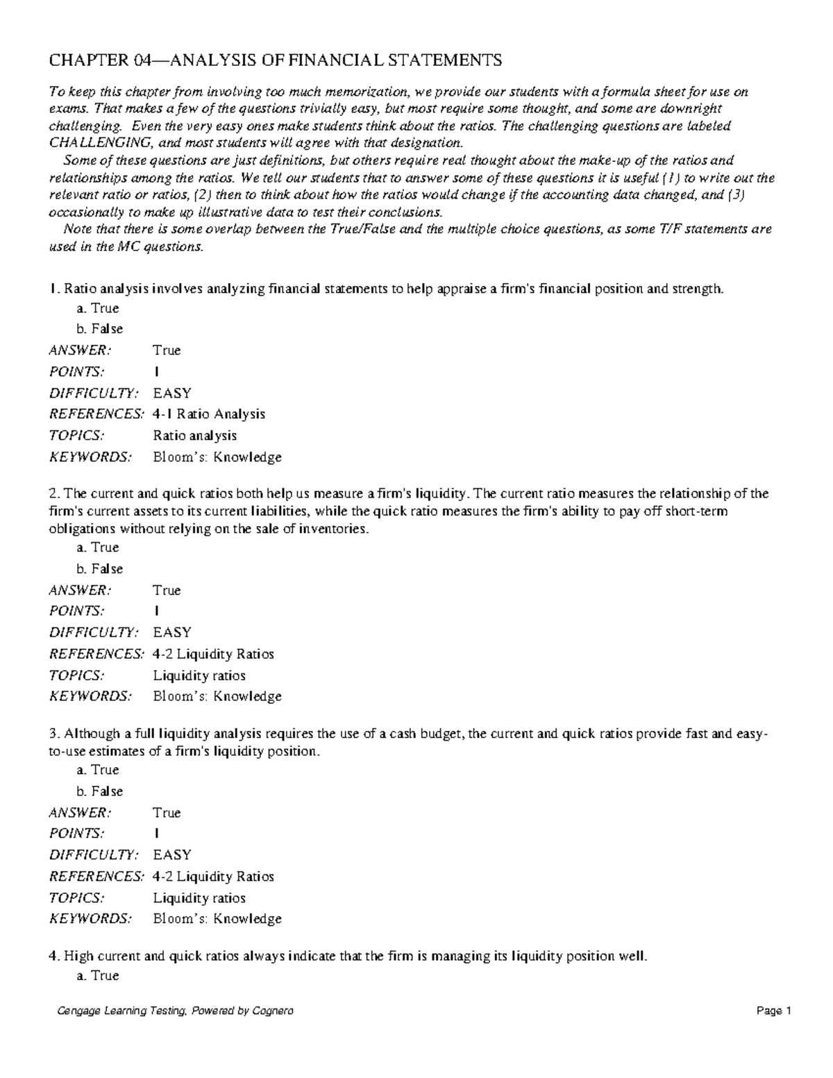 CHAPTER 04 ANALYSIS OF FINANCIAL STATEMENTS - Studocu