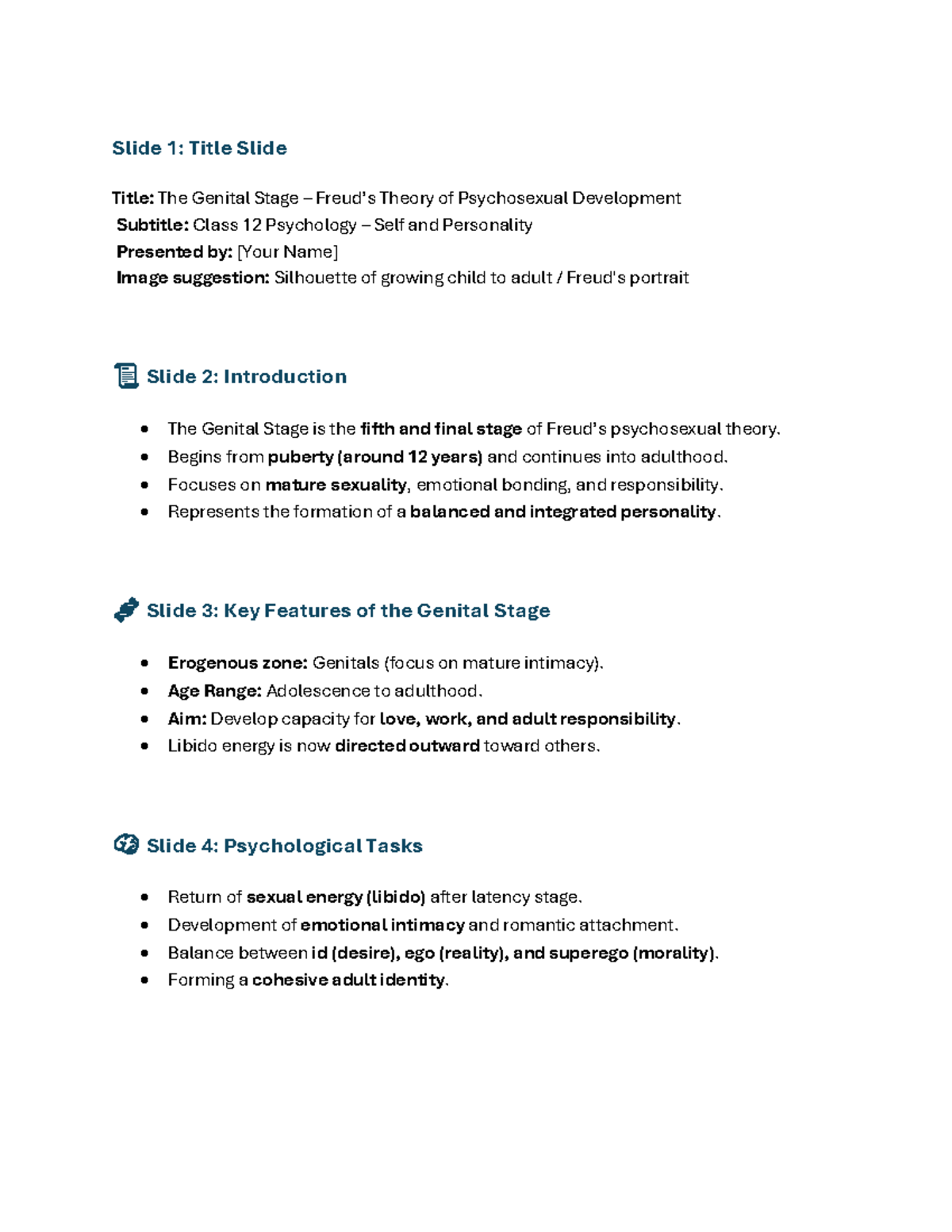 Psychosexual Development: The Genital Stage Theory - Class 12 Psych ...