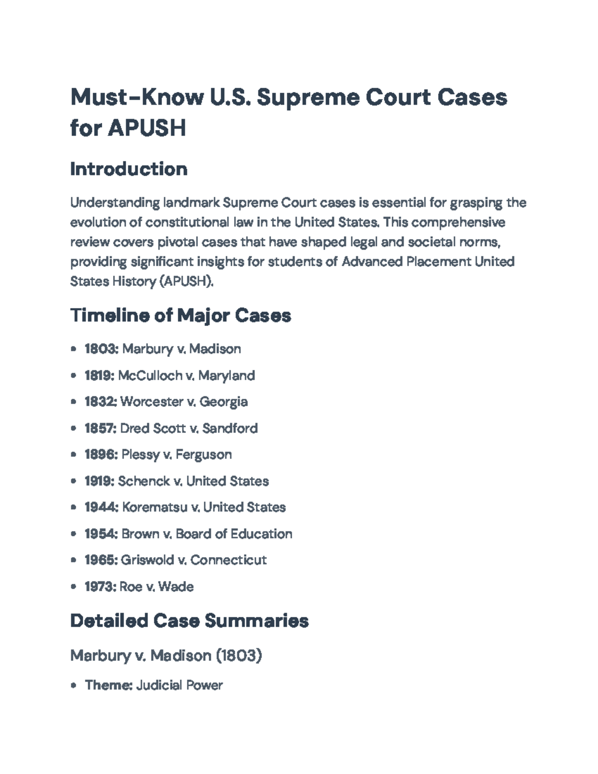 Must-Know U.S. Supreme Court Cases for APUSH: Key Landmark Reviews ...
