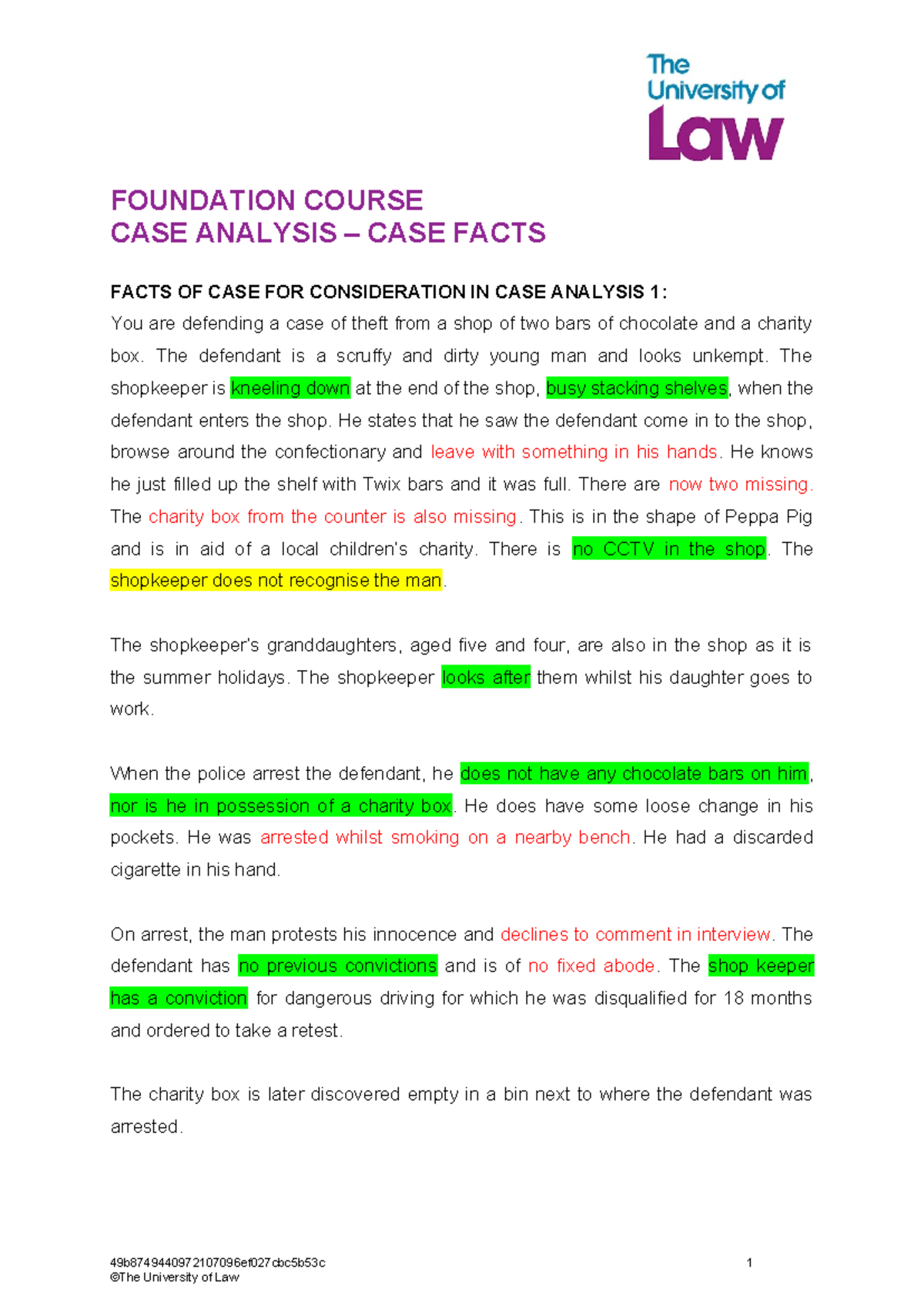 Case analysis 1 - FOUNDATION COURSE CASE ANALYSIS – CASE FACTS FACTS OF ...