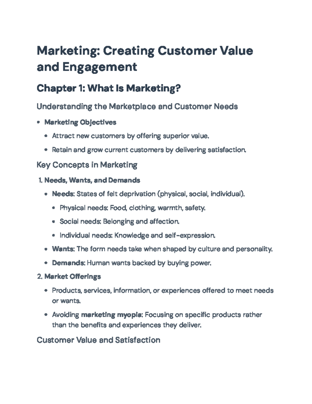 Marketing 101: Creating Customer Value and Engagement - Chapter 1 - Marketing: Creating Customer ...